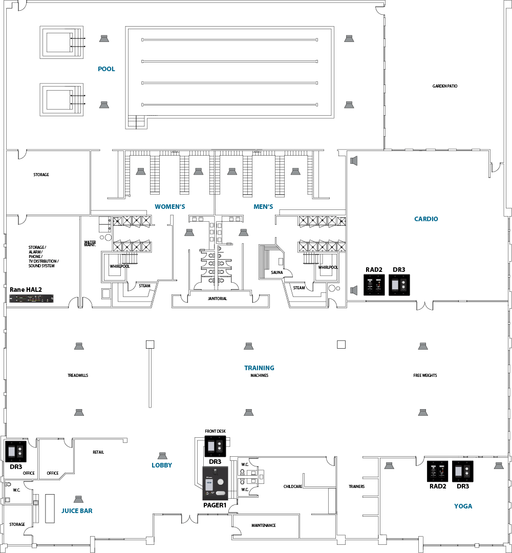 Application: Gym Music and Paging System using a HAL2